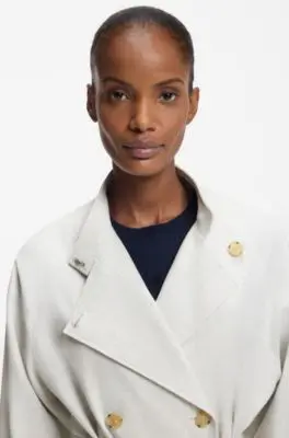 BOSS Belted Double-breasted Coat - Silver