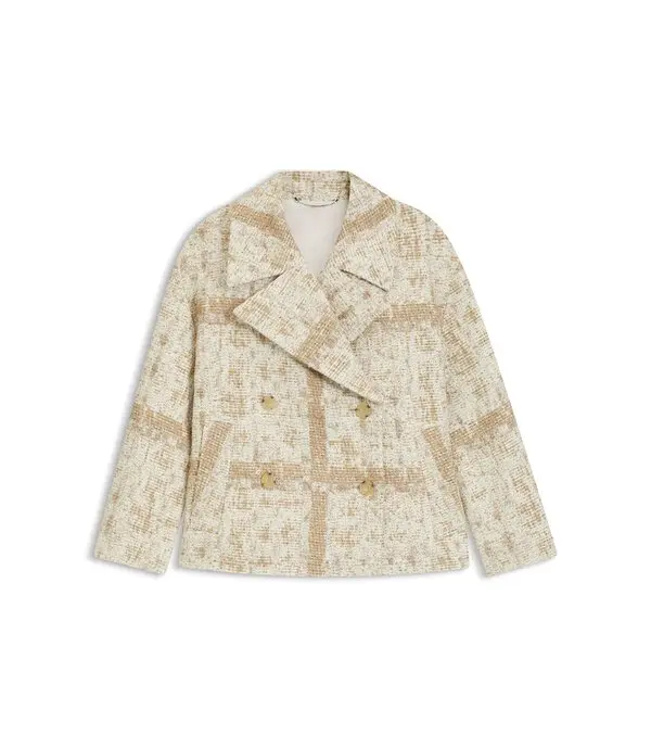BOSS Check-jacquard Double-breasted Coat - Patterned
