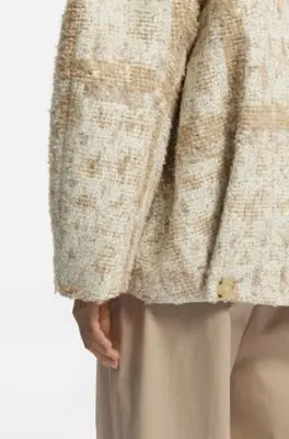 BOSS Check-jacquard Double-breasted Coat - Patterned