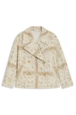 BOSS Check-jacquard Double-breasted Coat - Patterned