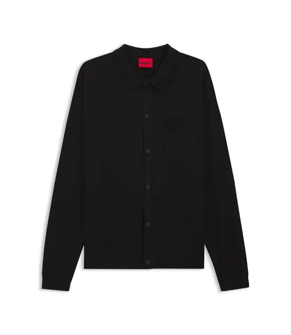 Hugo Regular-fit Jacket With Ribbed Trims - Black
