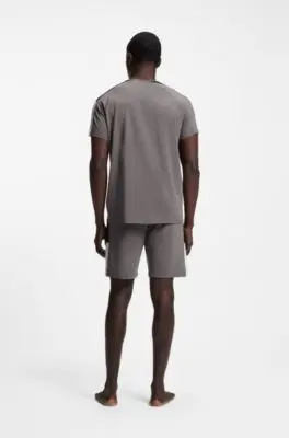 BOSS Contrast-insert Pyjamas In A Cotton Blend - Dark Grey