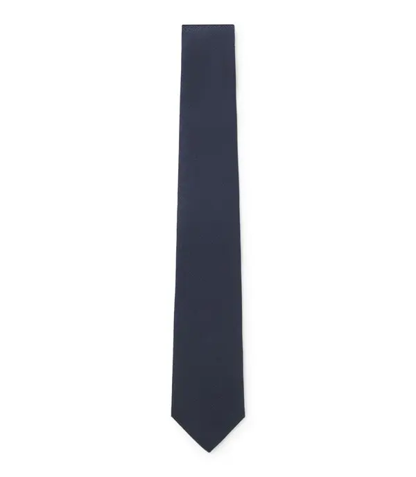 BOSS Jacquard-monogram Silk Tie - Dark Blue