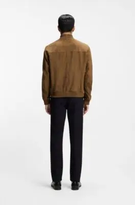 BOSS Regular-fit Suede Jacket - Khaki