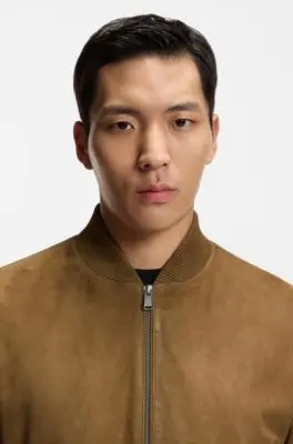 BOSS Regular-fit Suede Jacket - Khaki
