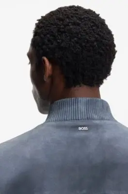 BOSS Regular-fit Suede Jacket - Light Blue