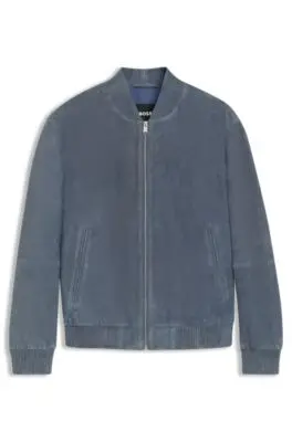 BOSS Regular-fit Suede Jacket - Light Blue