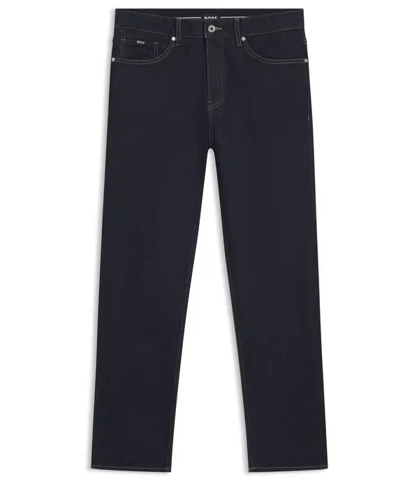 BOSS Straight-fit Jeans In Stretch Denim - Dark Blue