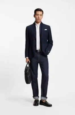 BOSS Straight-fit Jeans In Stretch Denim - Dark Blue