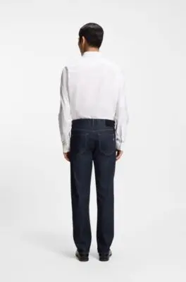 BOSS Straight-fit Jeans In Stretch Denim - Dark Blue