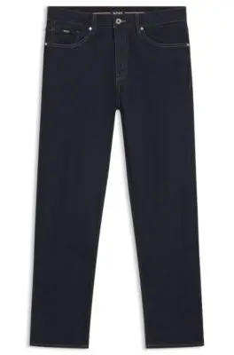 BOSS Straight-fit Jeans In Stretch Denim - Dark Blue
