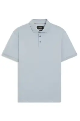 BOSS Regular-fit Polo Shirt In Mercerized Italian Cotton - Light Blue