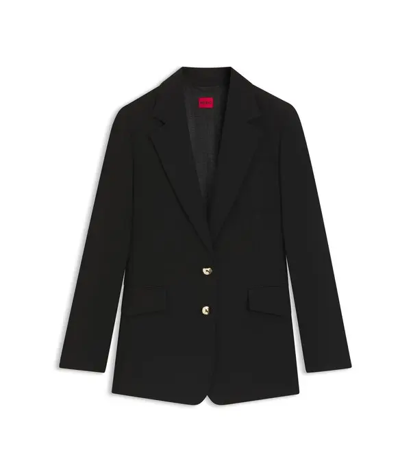 Hugo Regular-fit Blazer With Gold-tone Buttons - Black