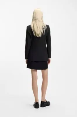 Hugo Regular-fit Blazer With Gold-tone Buttons - Black