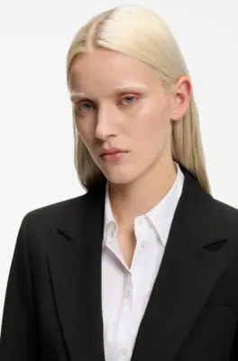 Hugo Regular-fit Blazer With Gold-tone Buttons - Black