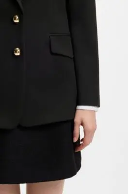 Hugo Regular-fit Blazer With Gold-tone Buttons - Black