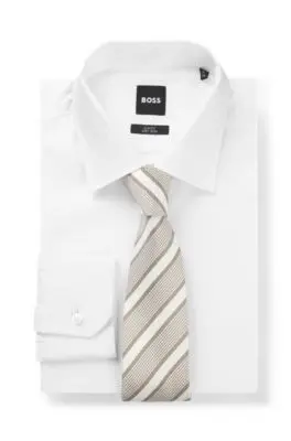 BOSS Diagonal-stripe Tie - White