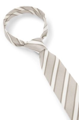 BOSS Diagonal-stripe Tie - White