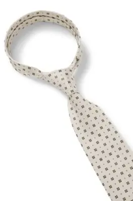 BOSS Jacquard-pattern Silk Tie - Khaki