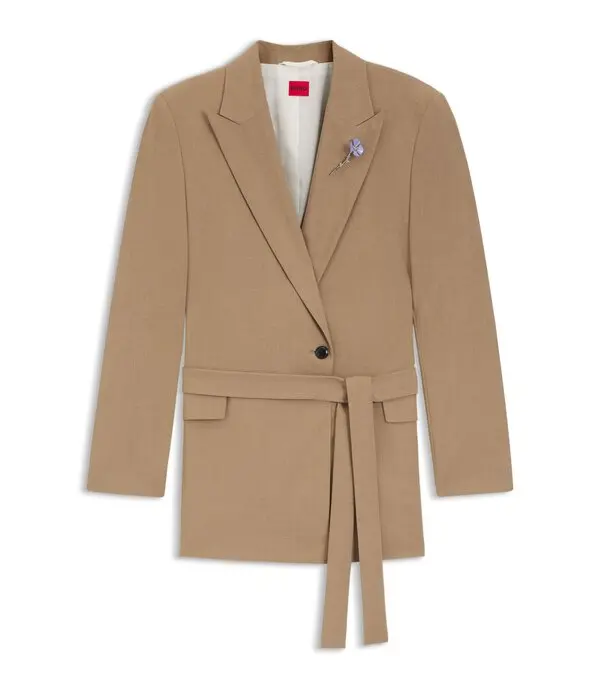 Hugo Regular-fit Blazer In Stretch Melange Fabric - Patterned