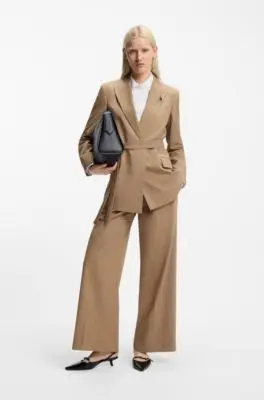 Hugo Regular-fit Blazer In Stretch Melange Fabric - Patterned