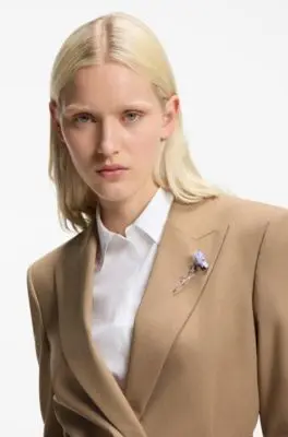 Hugo Regular-fit Blazer In Stretch Melange Fabric - Patterned