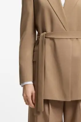 Hugo Regular-fit Blazer In Stretch Melange Fabric - Patterned