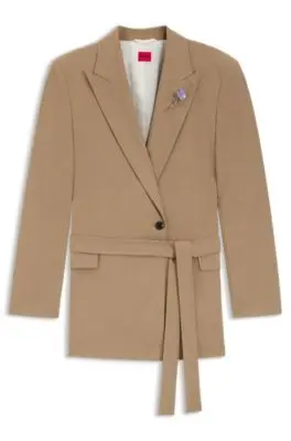 Hugo Regular-fit Blazer In Stretch Melange Fabric - Patterned