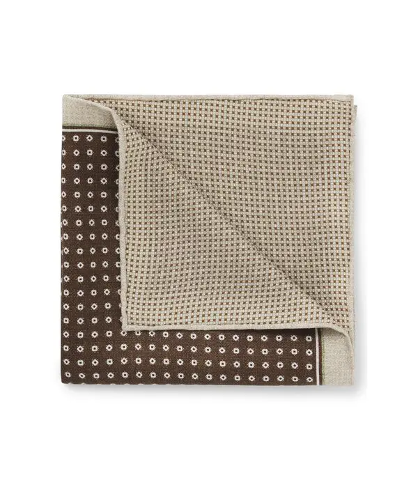 BOSS Double-print Pocket Square In Italian Silk - Light Green