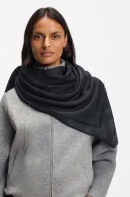 BOSS Modal-wool Scarf With Monograms