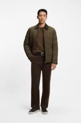 BOSS Nubuck-trim Jacket With Water-repellent Finish - Light Green