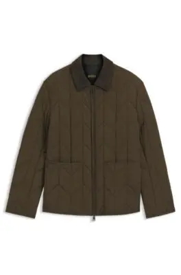 BOSS Nubuck-trim Jacket With Water-repellent Finish - Light Green