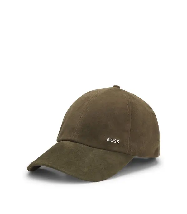 BOSS Suede Cap With Logo Detail - Light Green