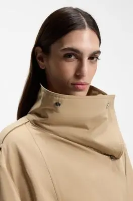 BOSS Oversized Trench Coat With Asymmetric Collar - Brown