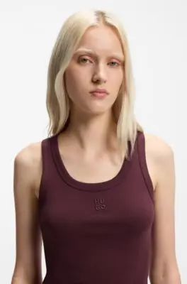 Hugo Cotton-blend Tank Top With Logo Embroidery