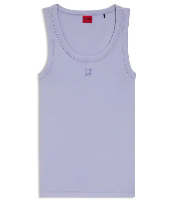 Hugo Cotton-blend Tank Top With Logo Embroidery - Purple