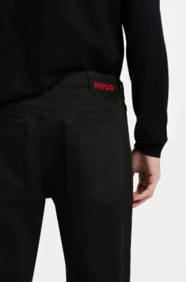 Hugo Tapered-fit Jeans In Stretch Denim - Black
