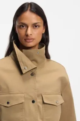 BOSS Cropped Jacket In Cotton Twill