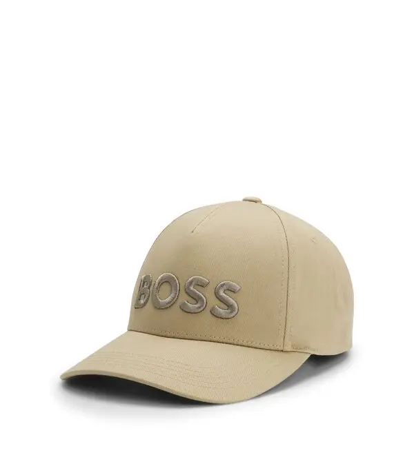 BOSS Embroidered-logo Cap In Cotton Twill - Khaki
