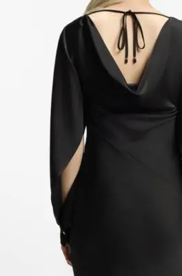 Hugo Satin Maxi Dress With Waterfall Back