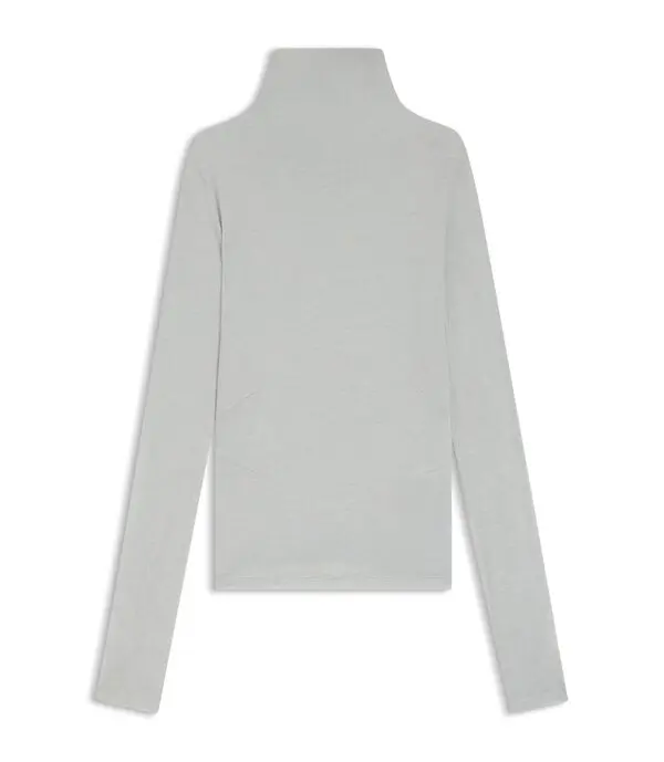 BOSS Jersey Top With High Neckline - Silver