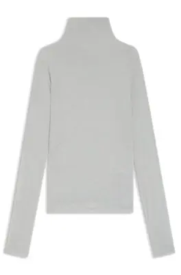 BOSS Jersey Top With High Neckline - Silver