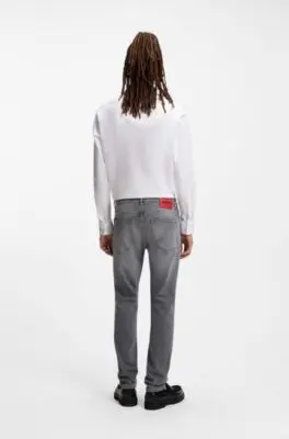 Hugo Extra-slim-fit Jeans In Stretch Denim - Silver