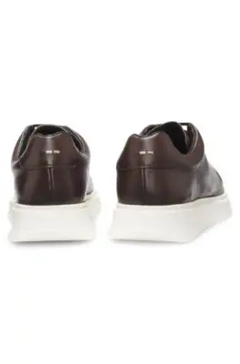 BOSS Leather Trainers With Rubber Sole - Dark Brown
