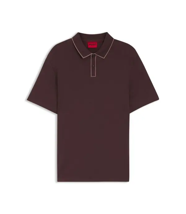 Hugo Luxury Cotton Polo Shirt With Contrast Trim - Light Brown