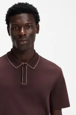 Hugo Luxury Cotton Polo Shirt With Contrast Trim - Light Brown