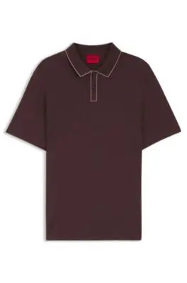 Hugo Luxury Cotton Polo Shirt With Contrast Trim - Light Brown
