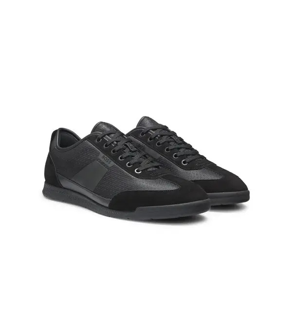 BOSS Low-top Trainers With Monogram Jacquard - Black