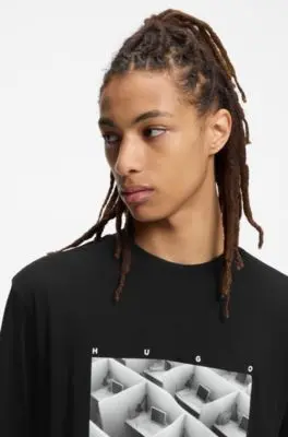 Hugo Printed-artwork T-shirt In Cotton Jersey