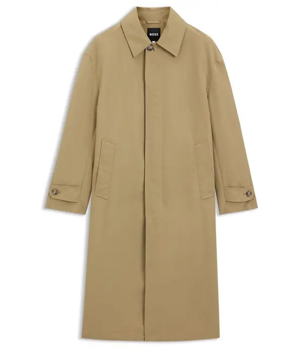 BOSS Water-repellent Coat With Concealed Closure - Khaki
